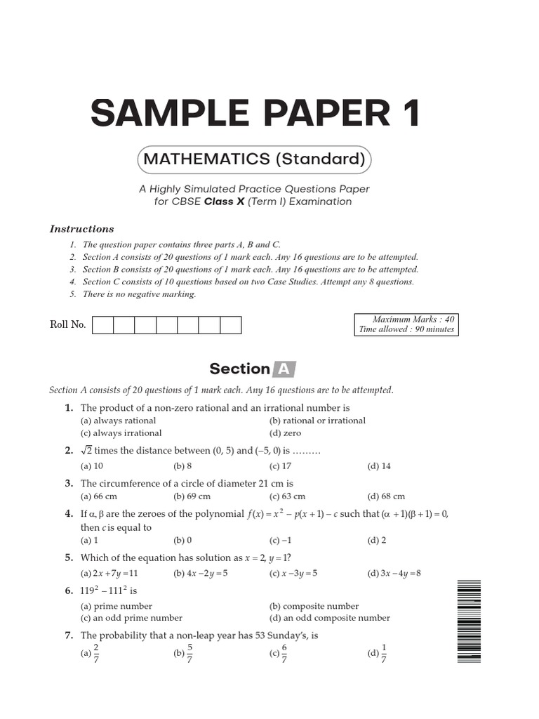 Maths Set A - 5 Sample Papers | PDF | Triangle | Numbers