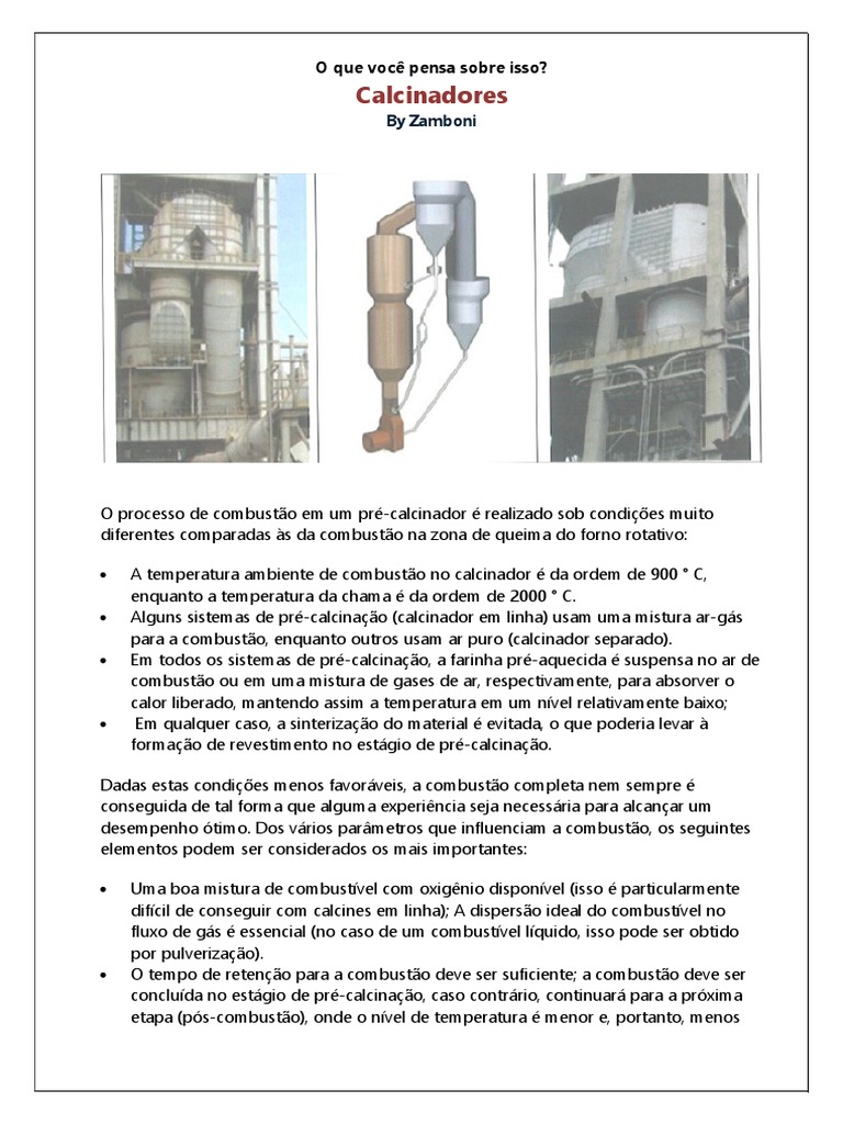 Calcinadores | PDF | Combustão | Calor
