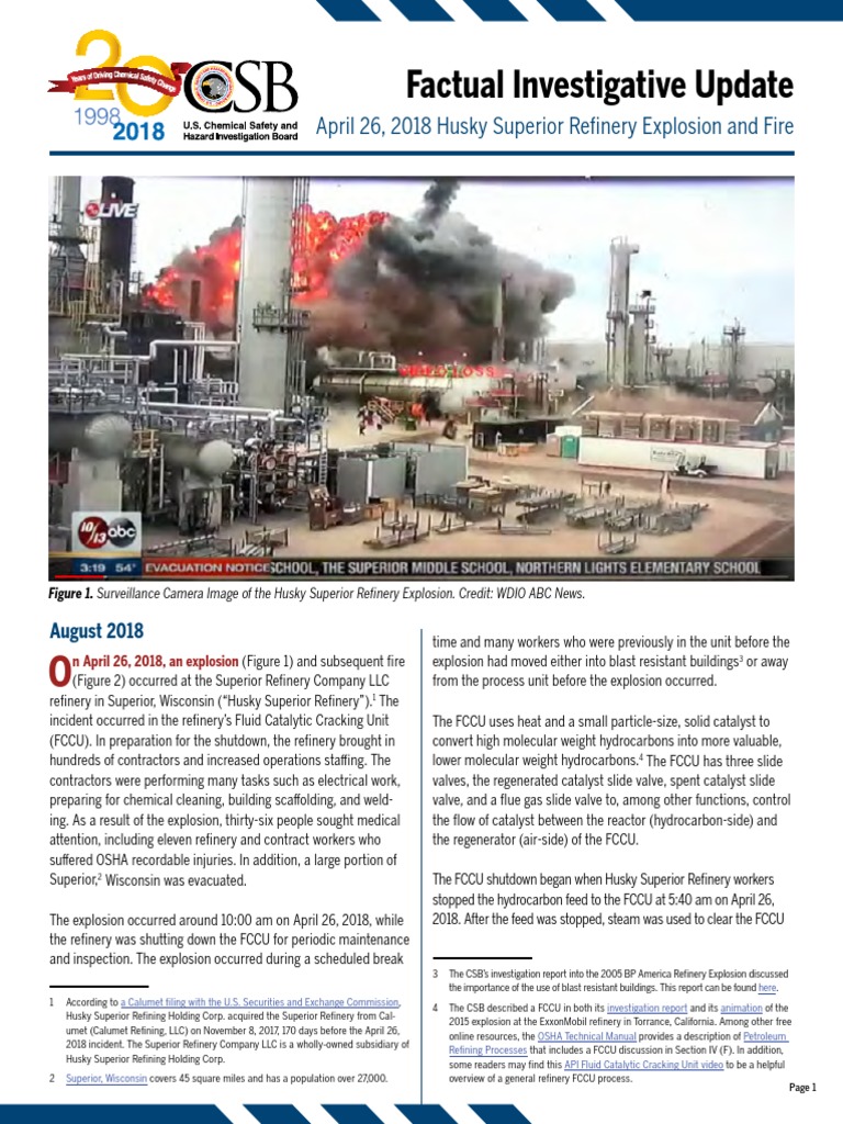 Factual Investigative Update: April 26, 2018 Husky Superior Refinery ...