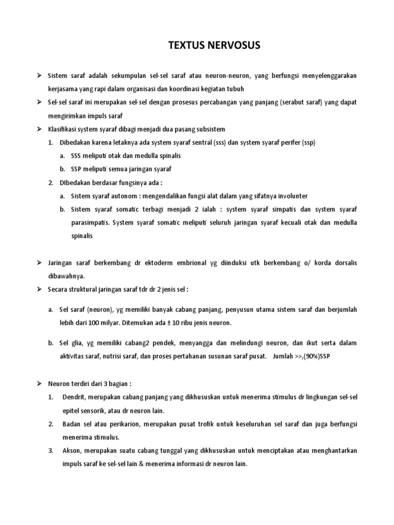 Textus Nervosus Ringkasan | PDF