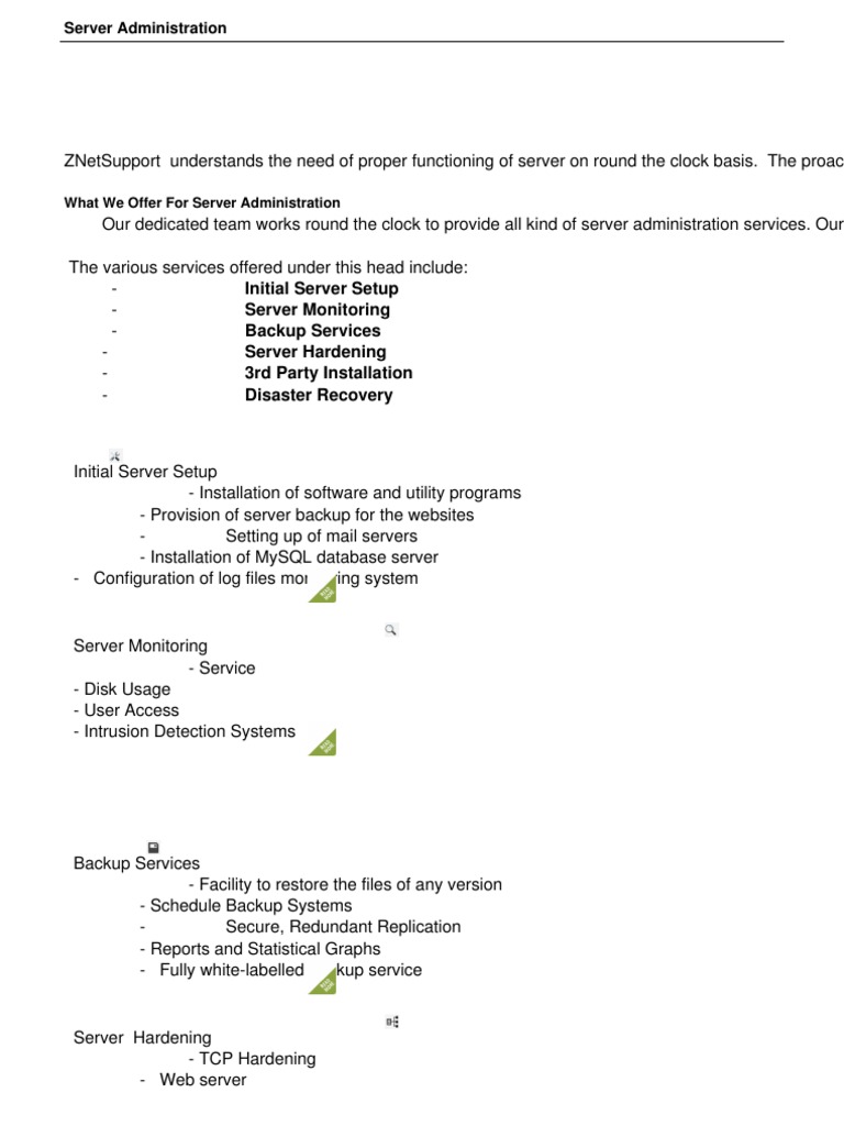 Comprehensive Server Administration Services | PDF