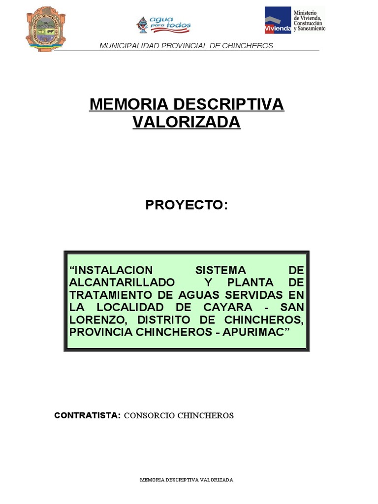 Memoria Descriptiva Valorizada | PDF | Hormigón | Cemento