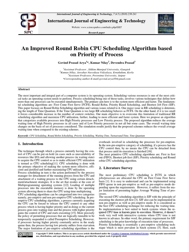 An Improved Round Robin CPU Scheduling Algorithm B | PDF | Scheduling (Computing) | Computer Science