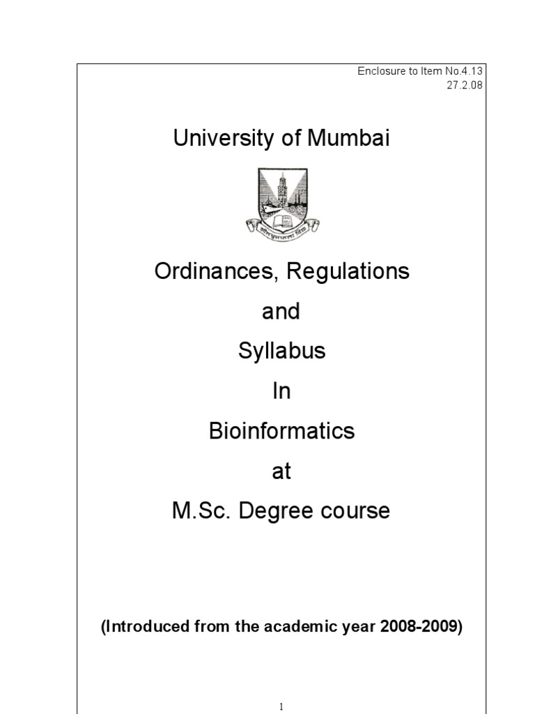 MSC Bioinformatics Syllabus | PDF | Bioinformatics | Sequence Alignment MSC Bioinformatics Syllabus | PDF | Bioinformatics | Sequence Alignment