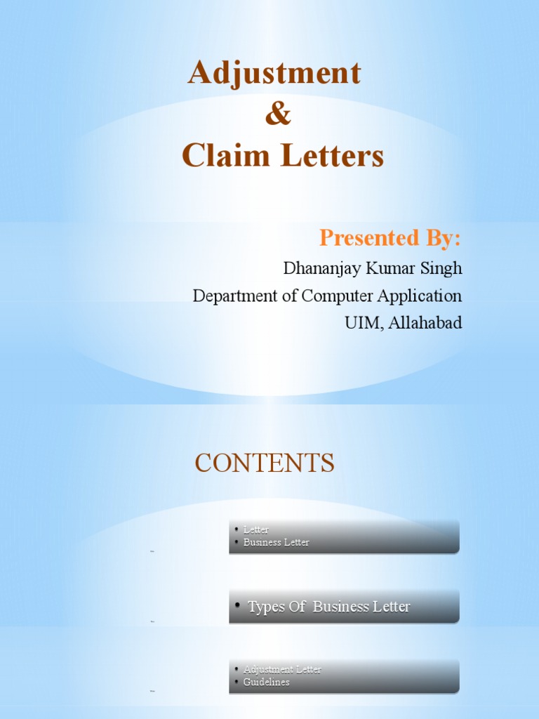 Adjustment and Claim Letter Guidelines | PDF | Communication