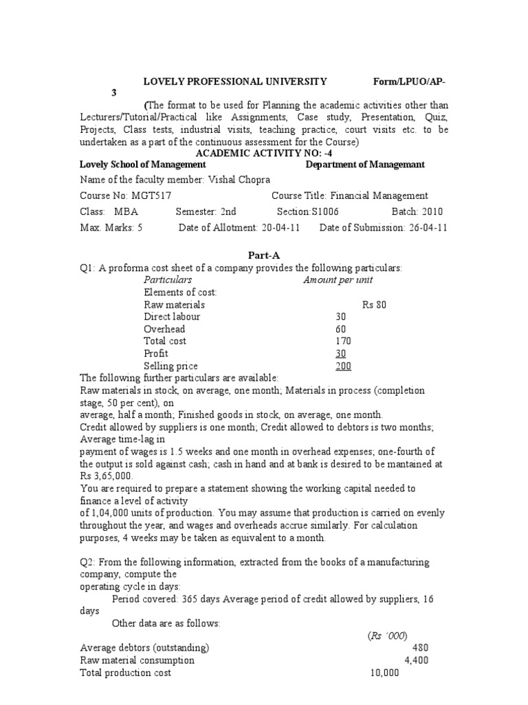 4 FM Assignment | PDF | Credit | Finance & Money Management