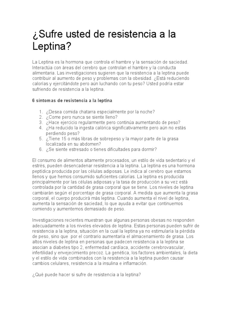 Sufre Usted de Resistencia A La Leptina | PDF | Leptina | Tejido adiposo