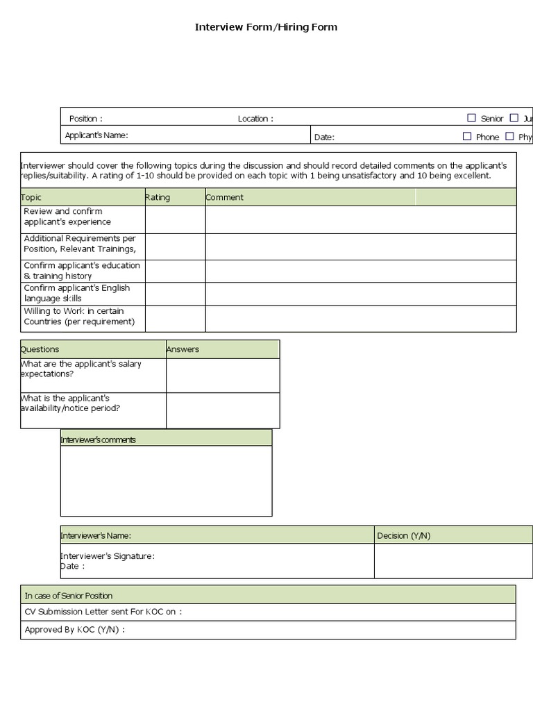 Interview - Hiring Form | PDF | Career & Growth | Business