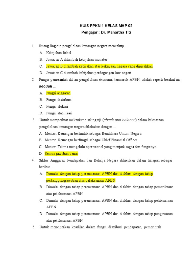 Kuis Sebelum Uts PPKN 1 | PDF