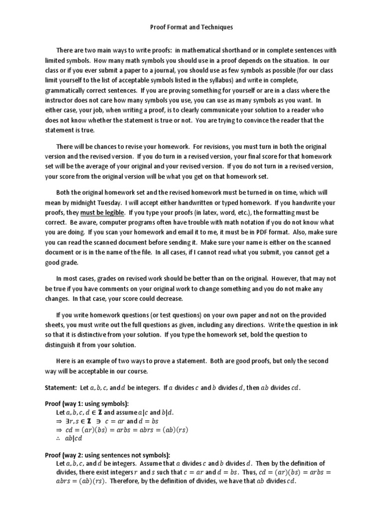 Proof Format | PDF | Integer | Mathematical Proof