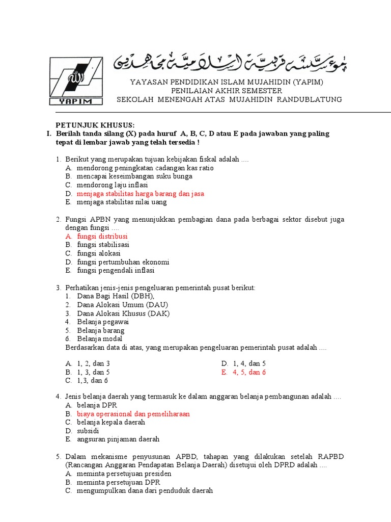 Soal Ekonomi Genap Kelas Xi 2021 | PDF | Pengelolaan Keuangan & Uang