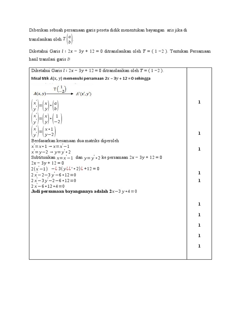 Diberikan Sebuah Persamaan Garis Peseta Didik Menentukan Bayangan Aris ...