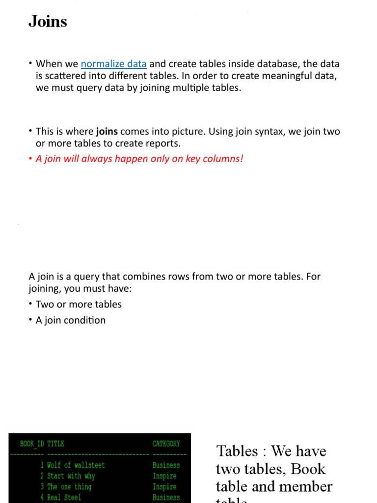 Joins: Normalize Data | PDF | Table (Database) | Software Engineering