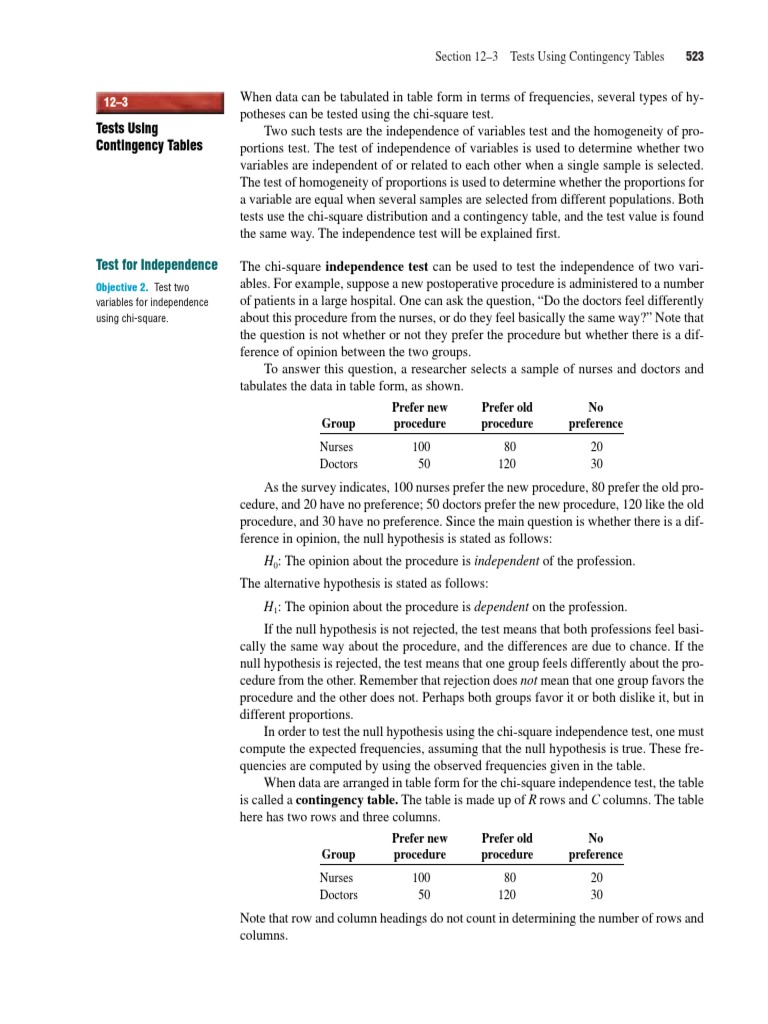 Tests Using Contingency Tables: Test For Independence | PDF | Chi ...