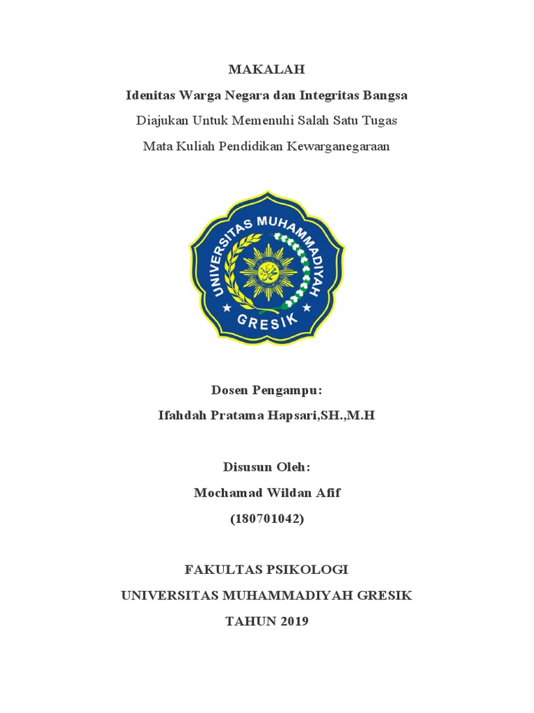 MAKALAH Integritas Bangsa | PDF | Seni & Disiplin Bahasa | Sains & Matematika