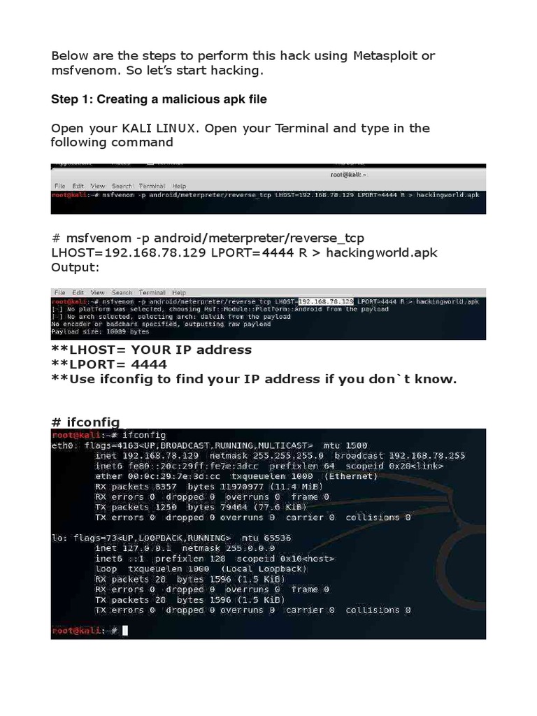 Step 1: Creating A Malicious Apk File | PDF | Android (Operating System ...