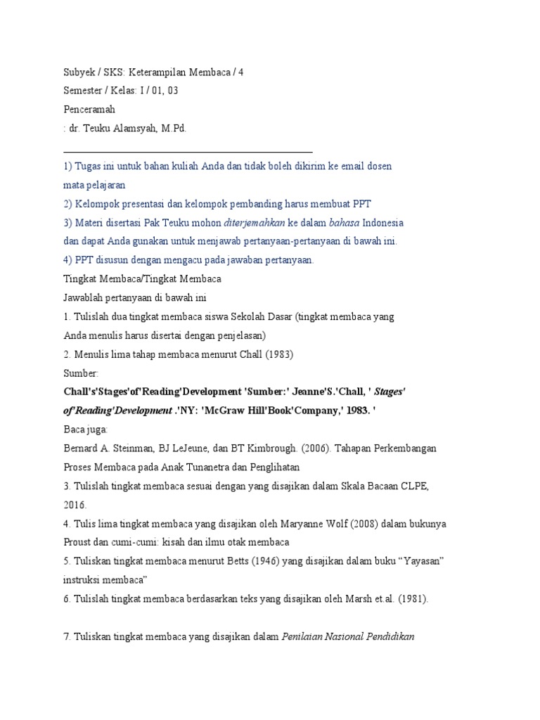 Terjemahan Bahan Kuliah (Tahap Membaca) | PDF