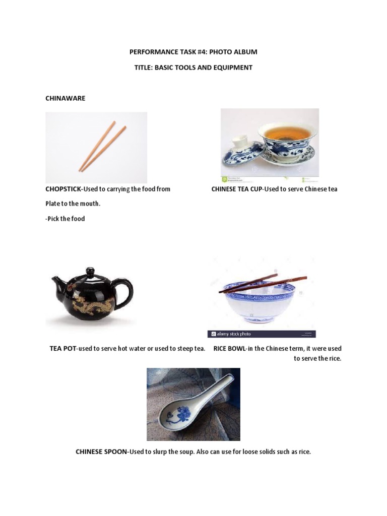 Performance Task #4: Photo Album Title: Basic Tools and Equipment | PDF