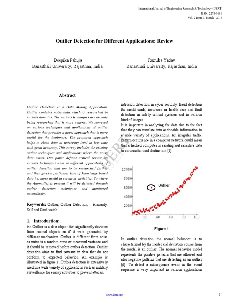 Outlier Detection Techniques And Applications Review Pdf Outlier Wireless Sensor Network
