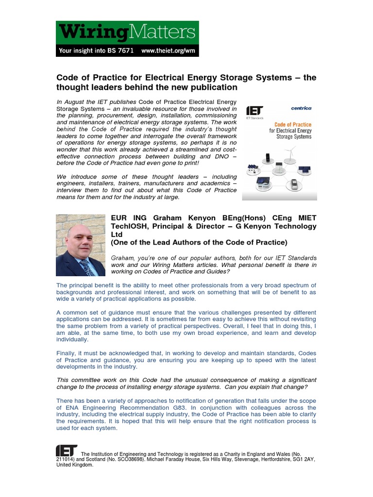Code of Practice For Electrical Energy Storage Systems The Thought ...