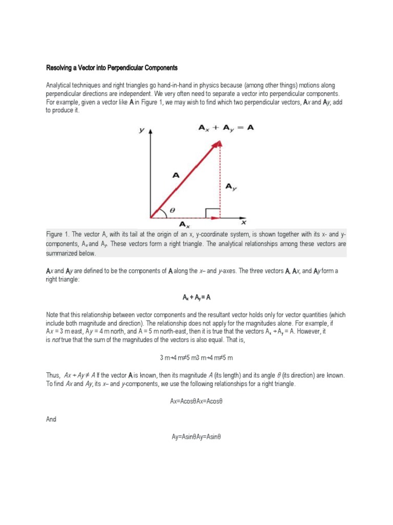 Vector Addition via Perpendicular Components | PDF | Euclidean Vector ...