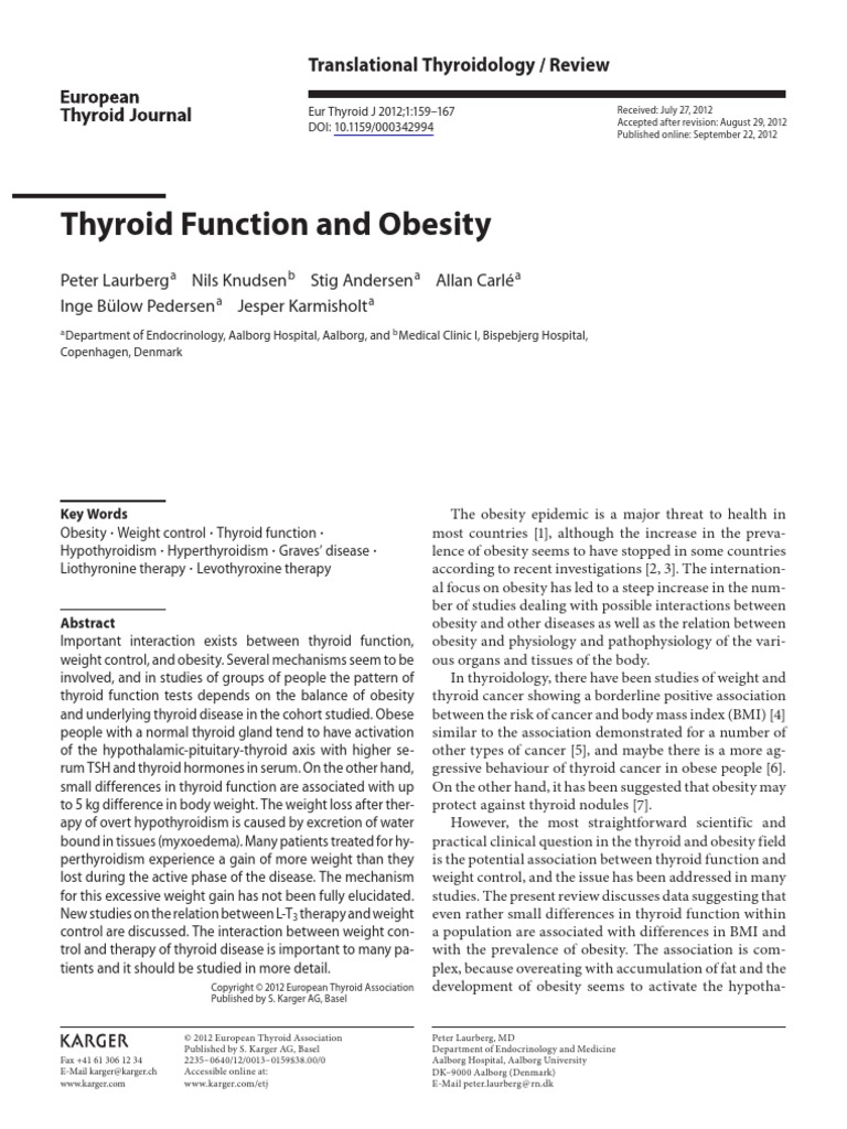 Thyroid Function and Obesity: Translational Thyroidology / Review | PDF ...