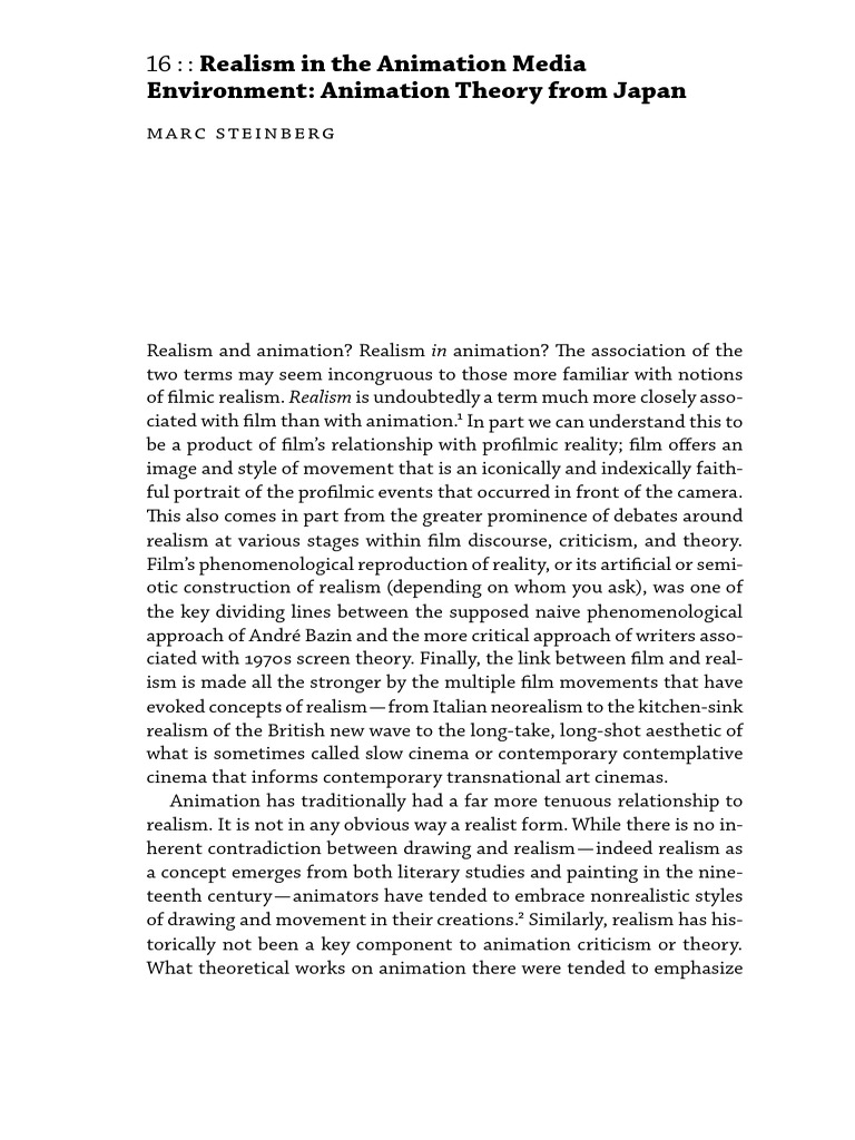 Realism in The Animation Media Environment: Animation Theory From Japan ...