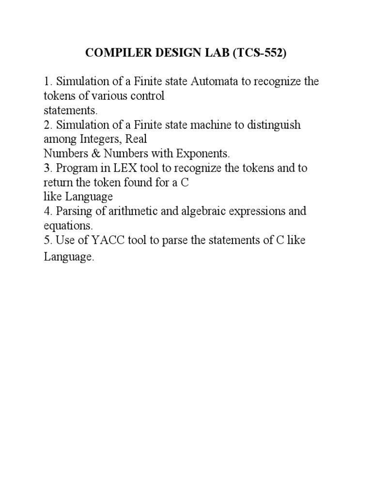 Compiler Design Lab | PDF