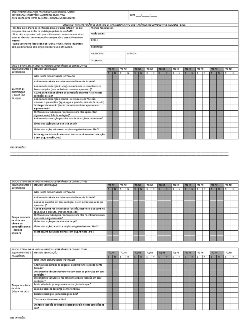 Check List de Sasc | PDF