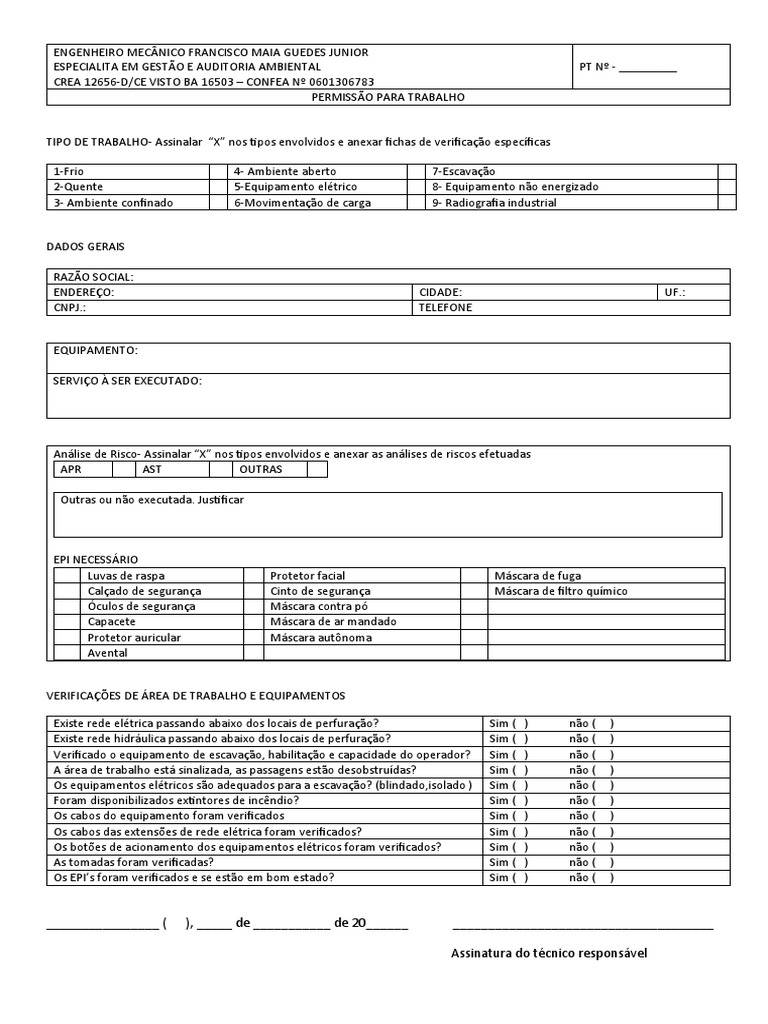 Ficha de Inspeção de Segurança | PDF