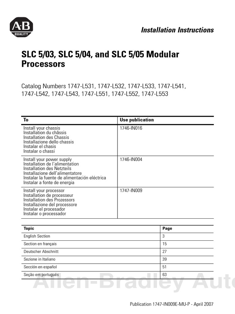 Allen-Bradley Automation: SLC 5/03, SLC 5/04, and SLC 5/05 Modular ...