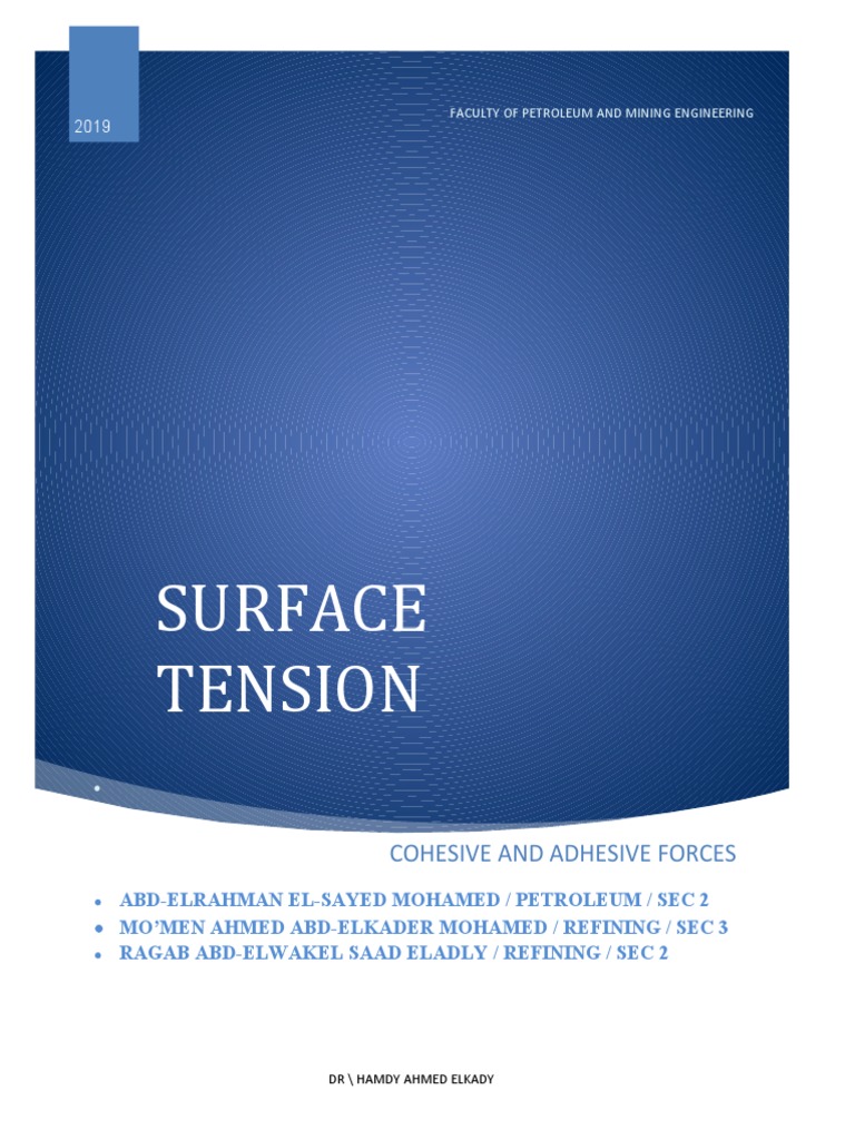 Surface Tension: Cohesive and Adhesive Forces | PDF | Adhesion | Liquids