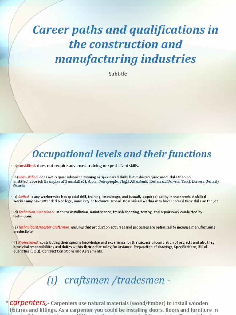 Construction and Manufacturing Career Paths | PDF | Mechanical ...