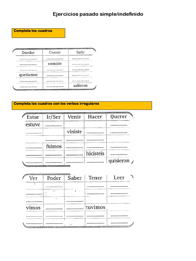 Ejercicios Pasado Simple | PDF