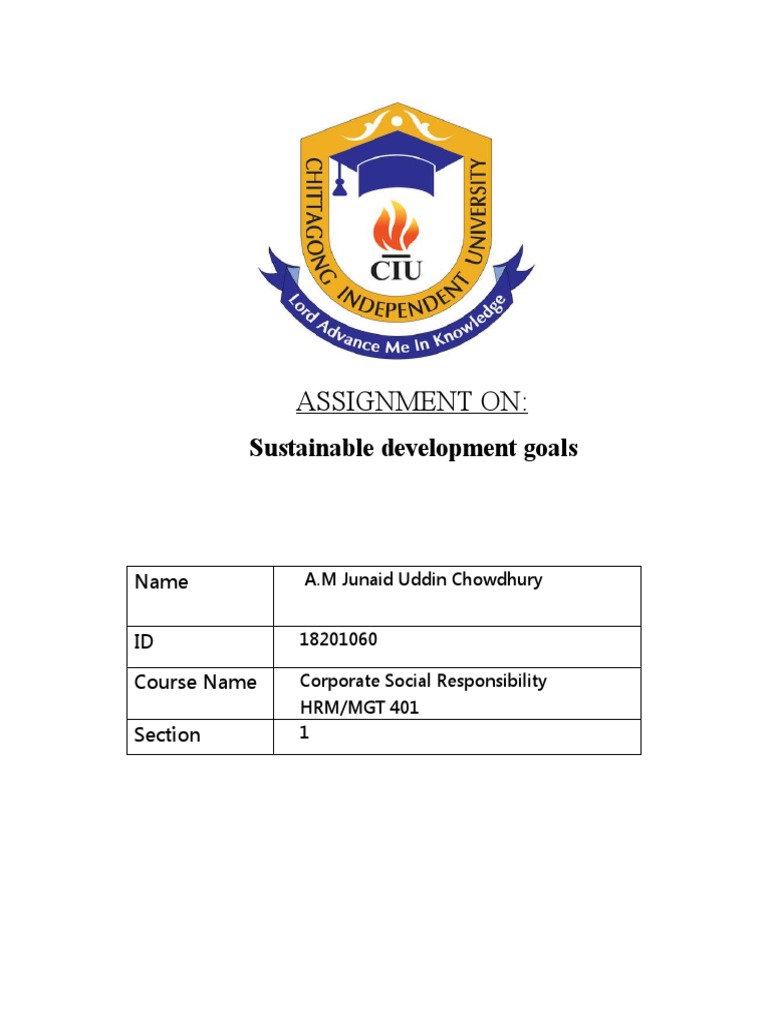 Assignment On SDG | PDF | Sustainability | Environmental Social Science