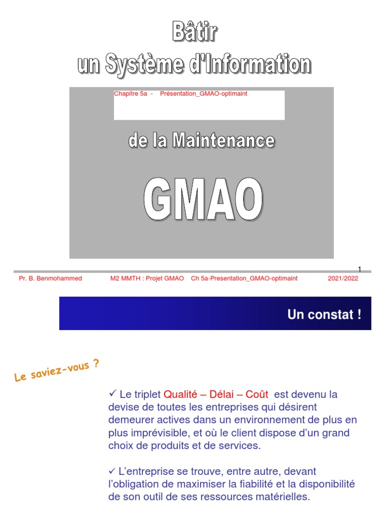 Optimisation de la GMAO avec OptiMaint | PDF | Inventaire | Informatique