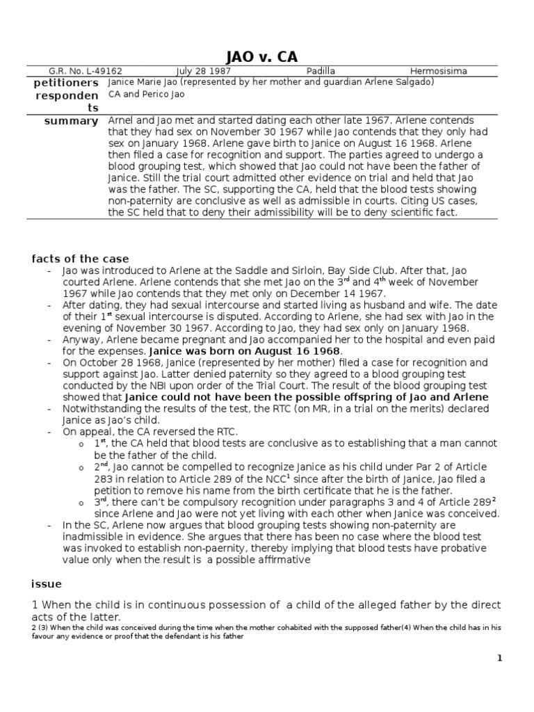 132 Digest Jao V Ca - Compress | PDF | Admissible Evidence | Justice