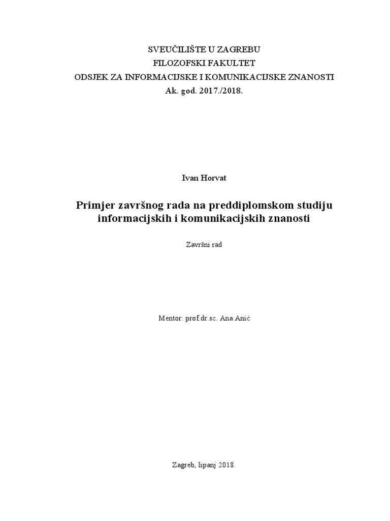 Primjer Zavrsnog Rada | PDF