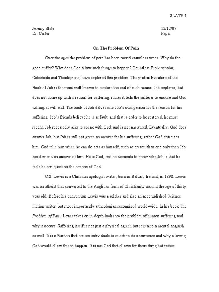 On The Problem of Pain: Problem of Pain, Lewis Takes An In-Depth Look ...