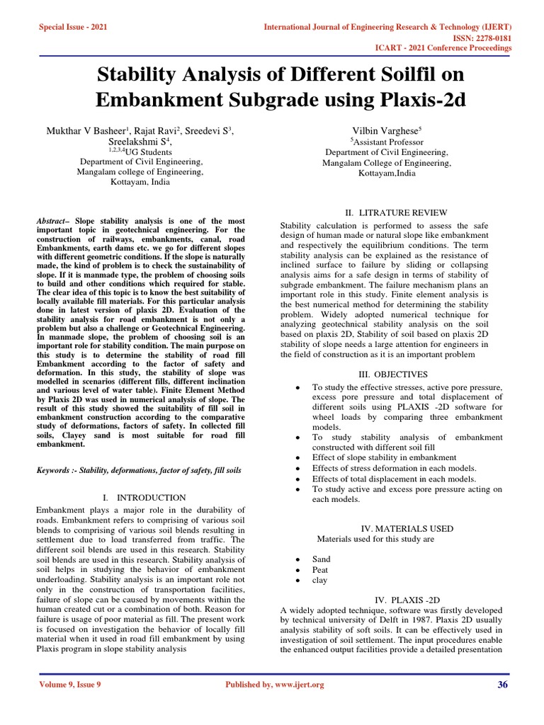 Stability Analysis of Different Soilfil On Embankment Subgrade Using ...