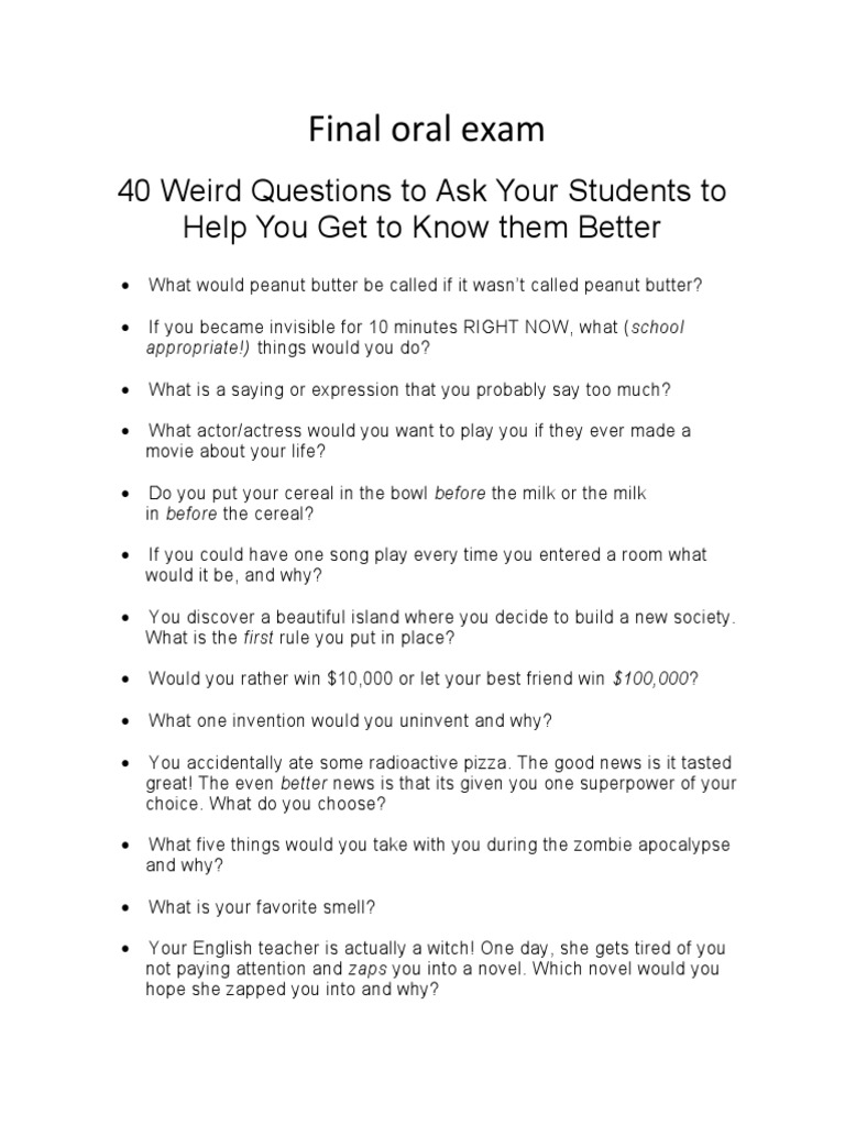 Final Oral Exam | PDF