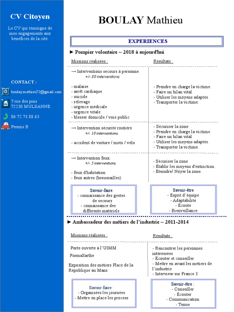 CV Citoyen BOULAY Mathieu | PDF