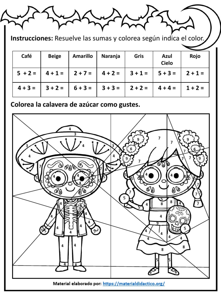Actividades Matemáticas Día de Muertos | PDF | Arco iris | Diseño gráfico