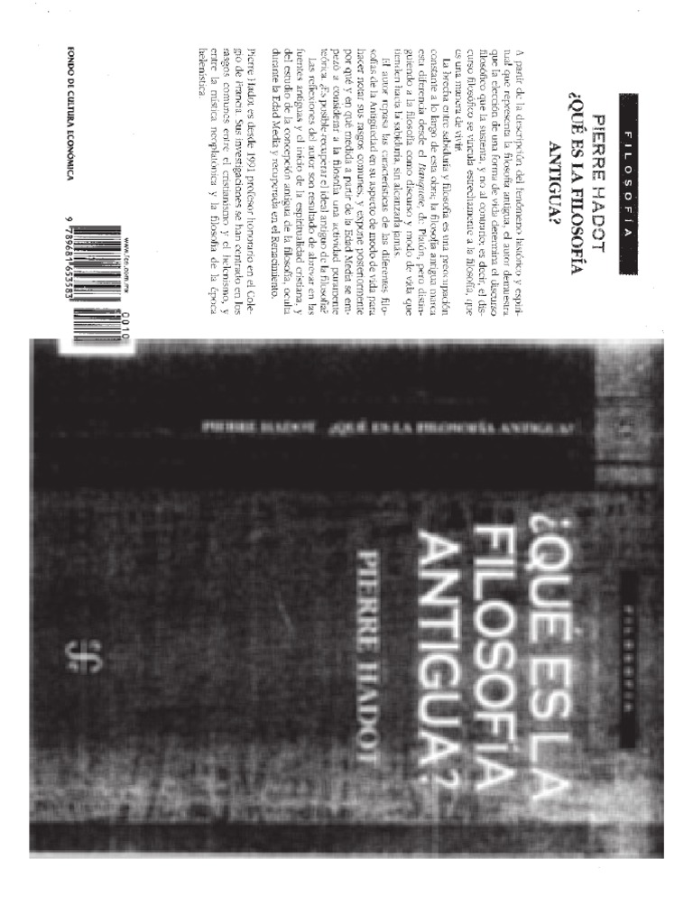 Pierre Hadot. Qué Es La Filosofía Antigua | PDF