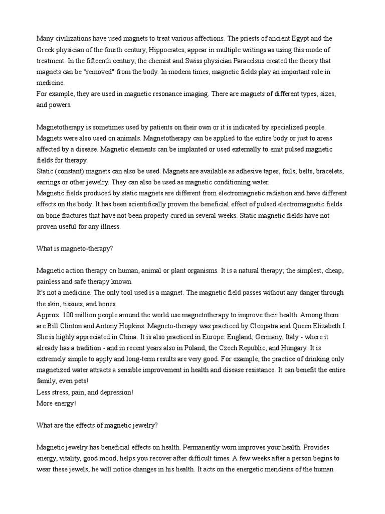 What Is Magnetotherapy | PDF | Diseases And Disorders | Health Care