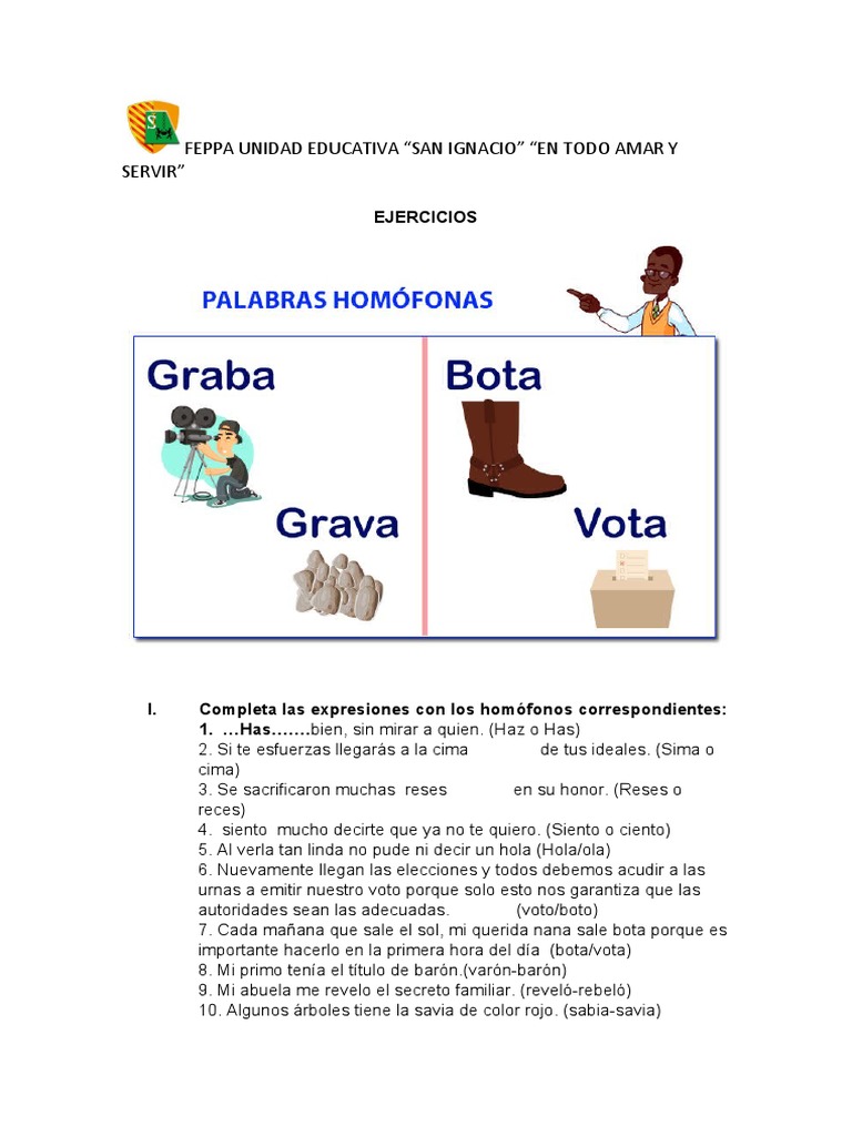 Práctica Homófonos | PDF