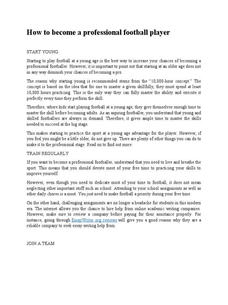 How To Become A Professional Football Player | PDF | Sports | Behavior ...