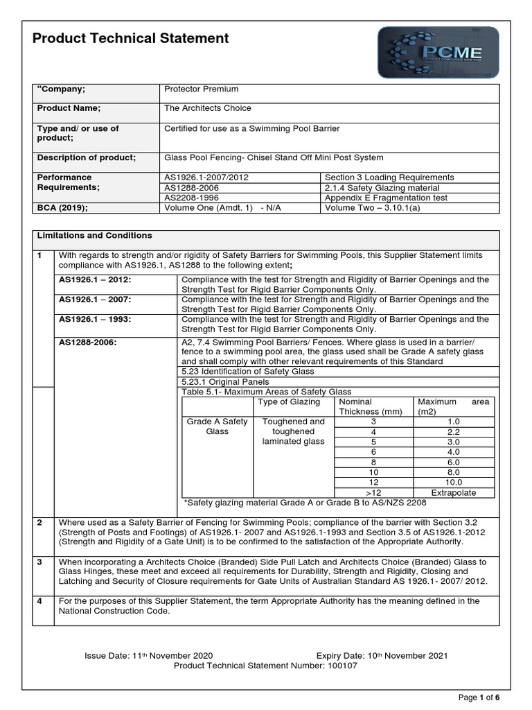 Product Technical Statement | PDF