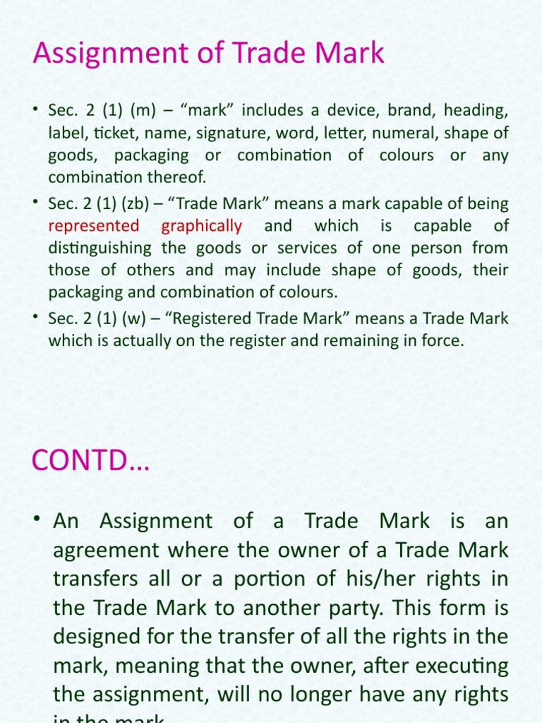 Assignment of Trade Mark | PDF | Assignment (Law) | Trademark