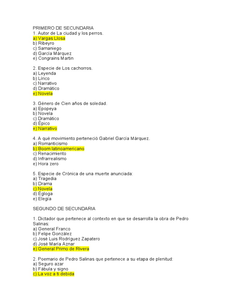 Primero de Secundaria | PDF